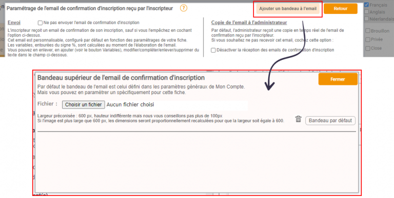 Paramétrages de l'email confirmation d’inscription - La plateforme de ...
